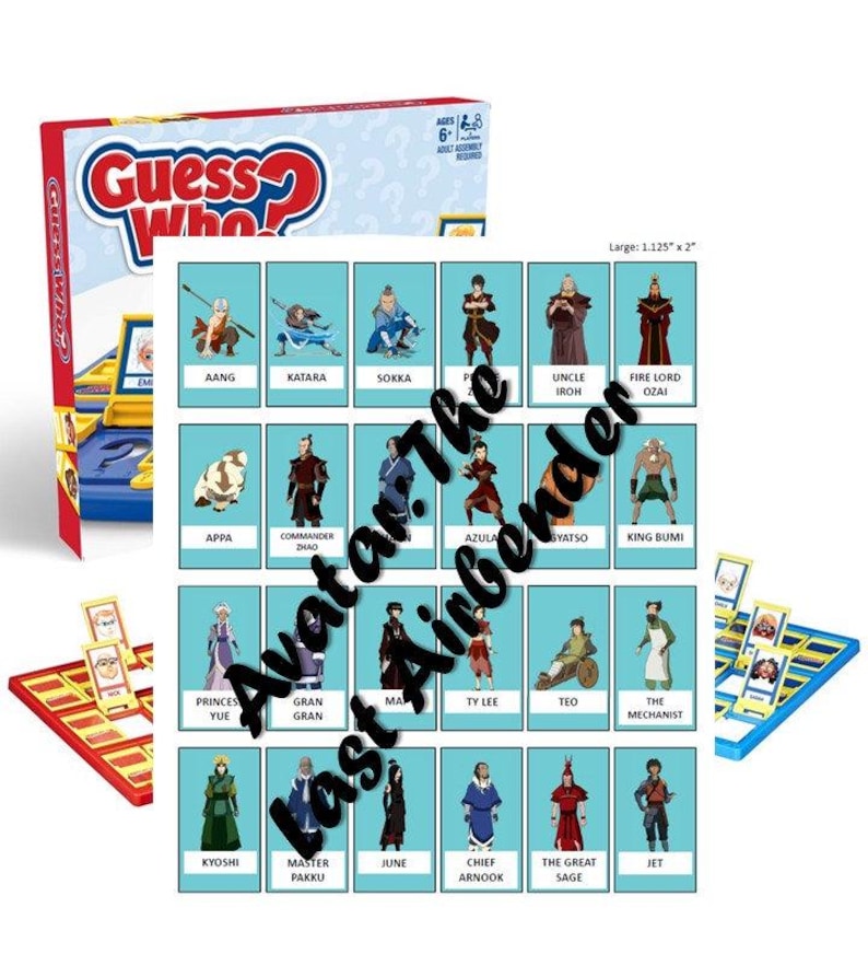 Avatar: the Last Airbender Characters Guess Who Game Characters DIGITAL ...