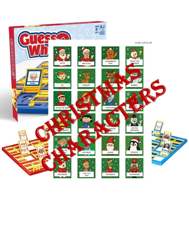 Christmas Guess Who Game Characters - 3 Options! - DIGITAL FILE ONLY - Etsy