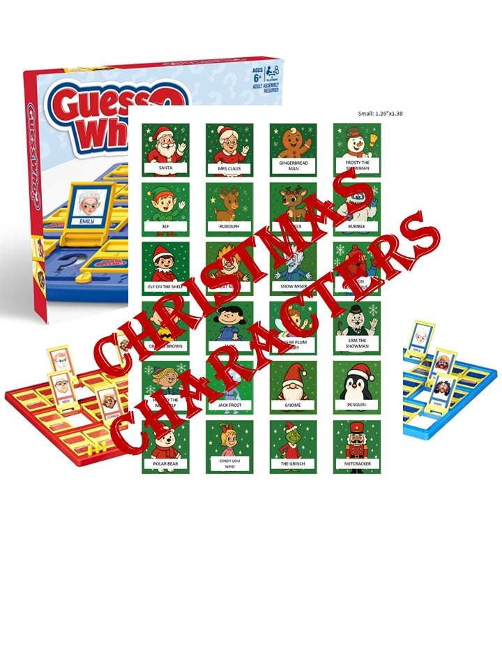 Christmas Guess Who Game Characters - 3 Options! - DIGITAL FILE ONLY - Etsy