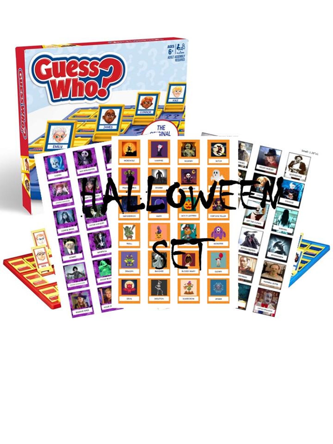 Halloween Guess Who Game Characters - 3 Options! - DIGITAL FILE ONLY - Etsy