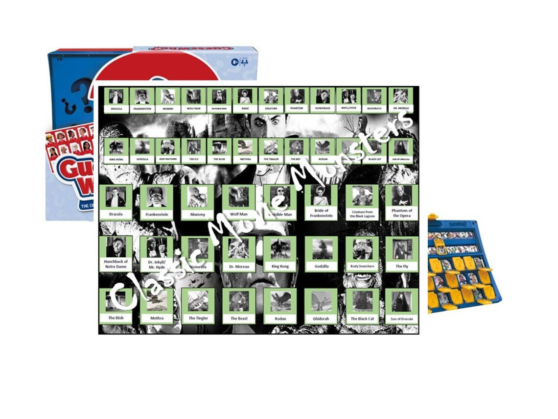 Classic Movie Monsters Guess Who Game Characters Guess Who Version 2.0 ...