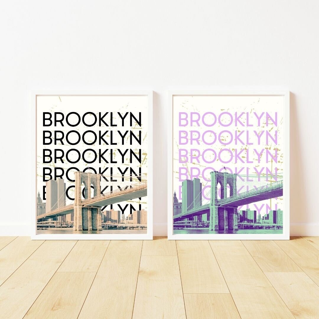 Brooklyn New York Travel Print | Brooklyn Bridge Art Print | Trendy ...