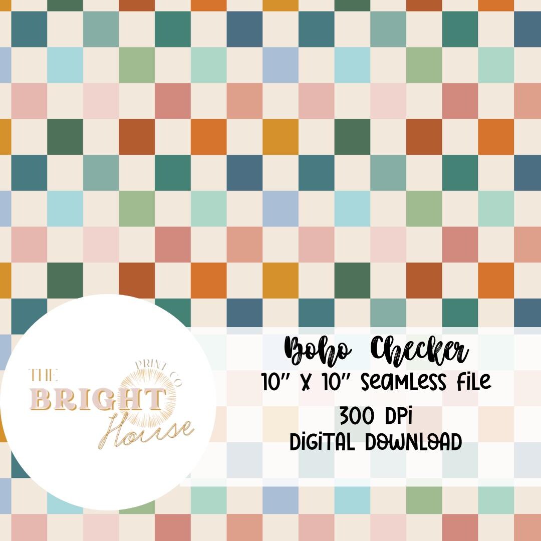 Checker Seamless Pattern, Boho Checker Pattern, Checker Digital Paper ...