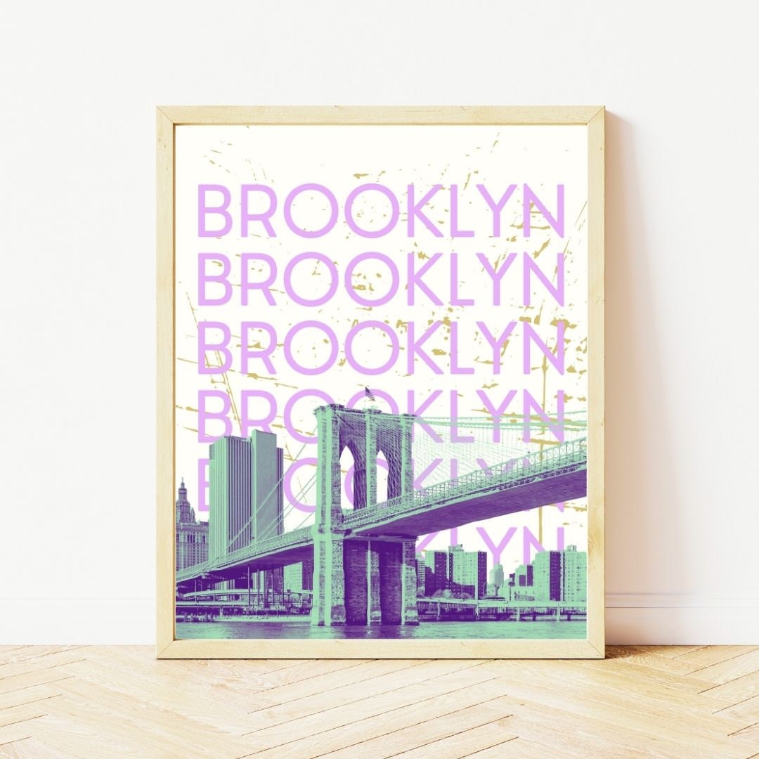 Brooklyn New York Travel Print | Brooklyn Bridge Art Print | Trendy ...