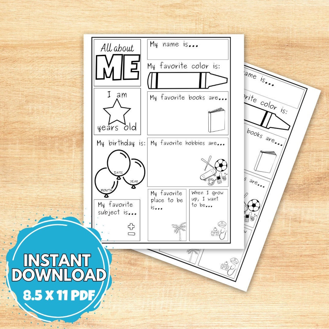 All About Me Printable | Educational Worksheet | Back to School ...