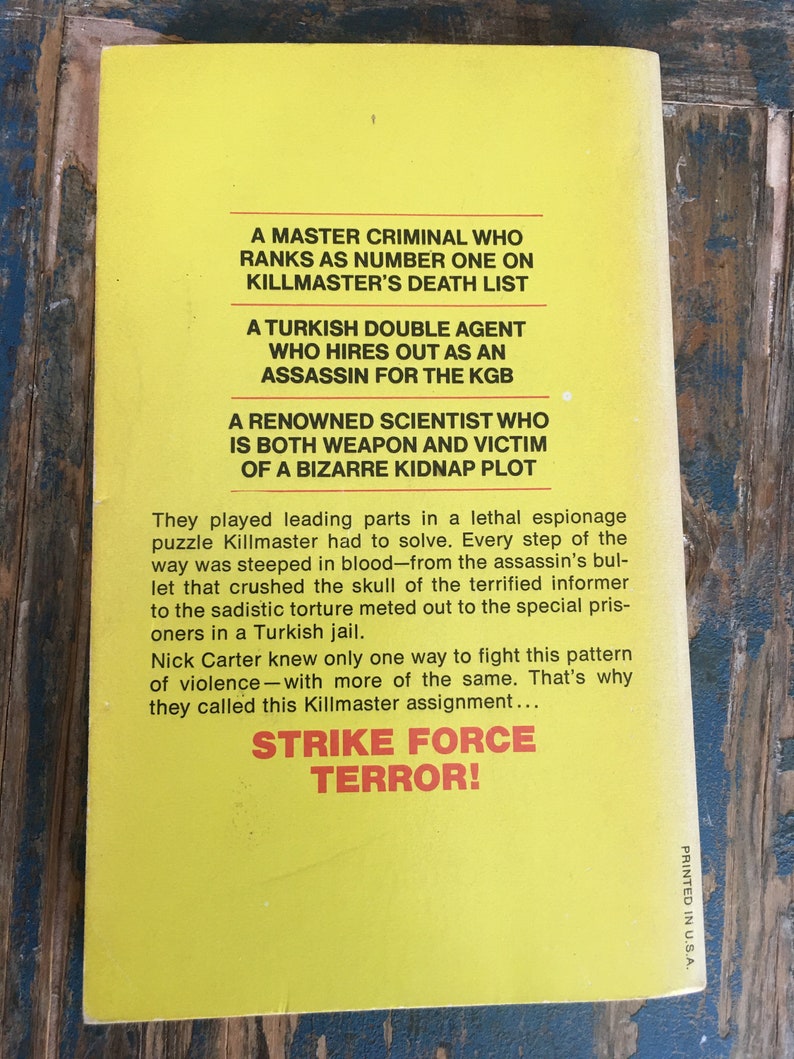 1973 Nick Carter Strike Force Terror-a KILLMASTER Espionage Chiller ...