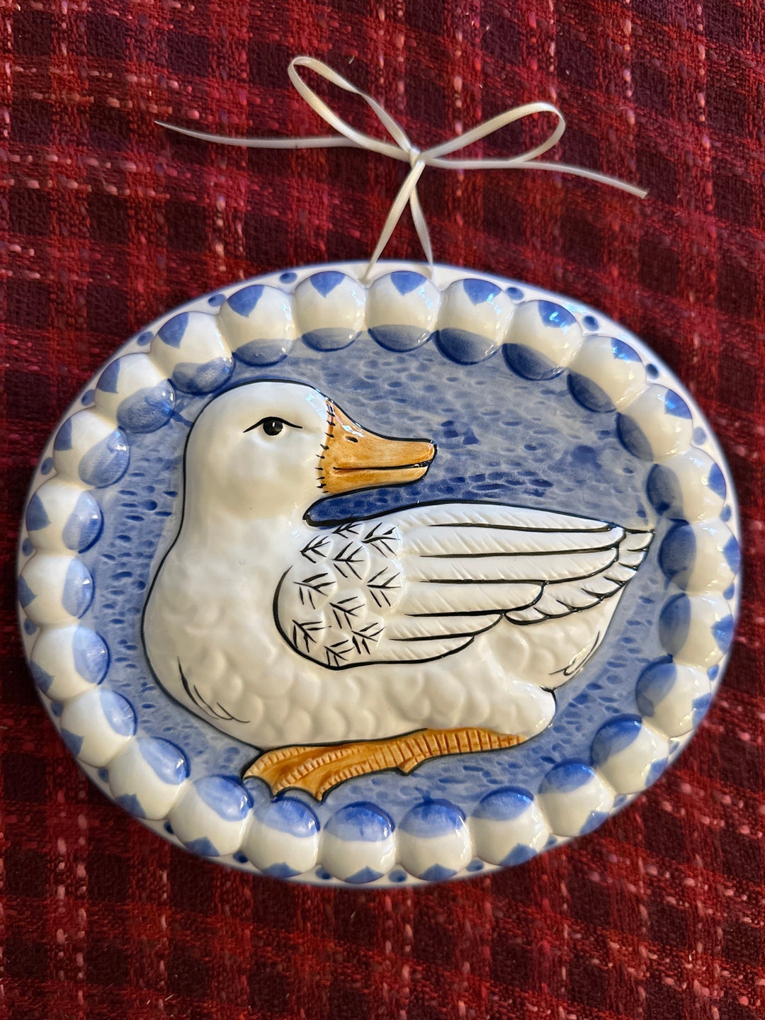 80s Ceramic Duck Motif Jello Mold Decor blue White Yellow - Etsy