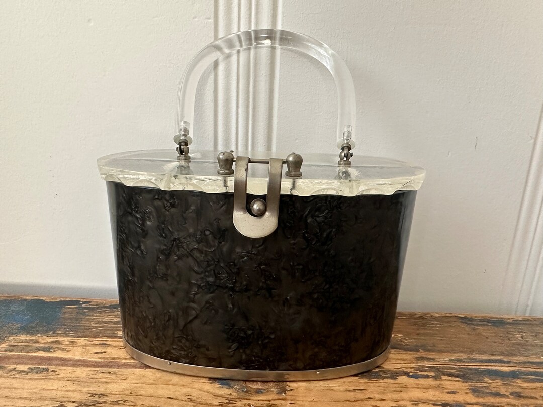 Llewelyn 50’s Lucite Purse-dark Gray Marble, Rough Hardware Which Adds ...