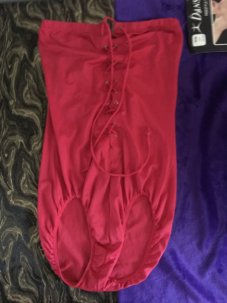 80's Ripe Red One Piece Lace-up Strapless Danskin Freestyle Swimsuit ...