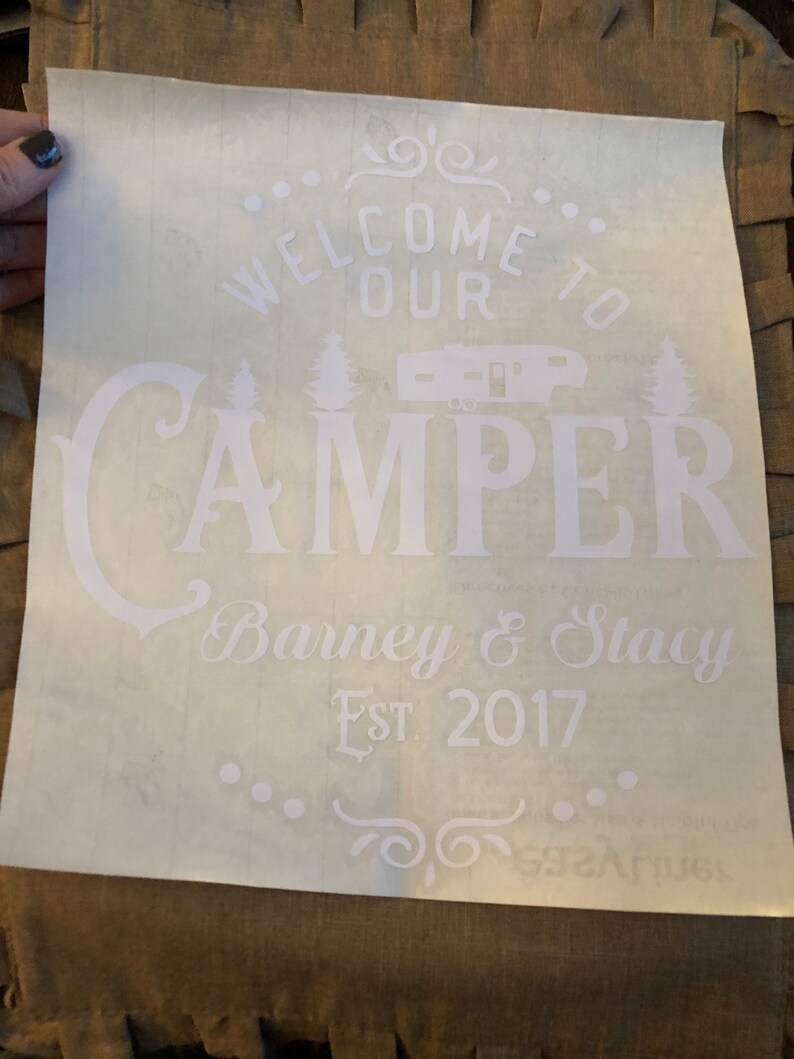 Welcome to our camper personalized decal Camper Sign Camper | Etsy