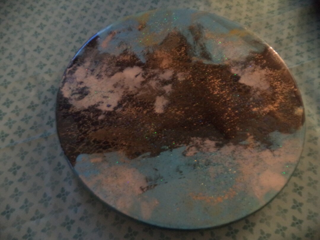 Galactic Rust Blue Holographic 15" Turntable / Lazy Susan / Functional ...