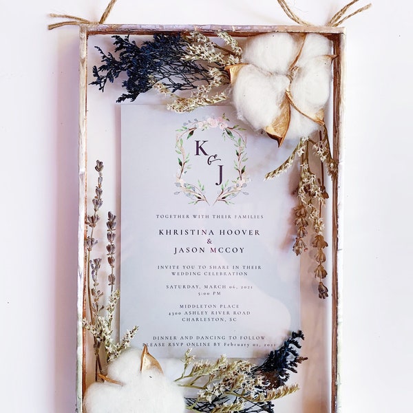 Wedding Invitation Pressed Flowers Framed - Etsy