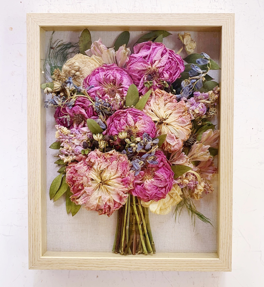 Bouquet Preservation Large Wood Flower Frame - Etsy