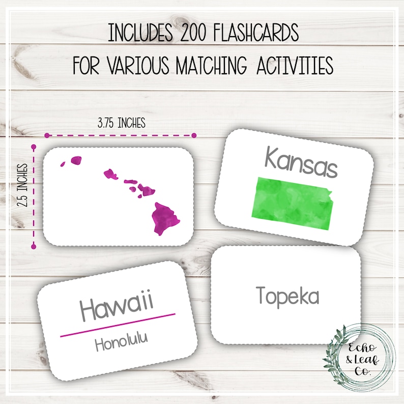 States and Capitals Fact Cards and Flashcards (digital Download) - Etsy