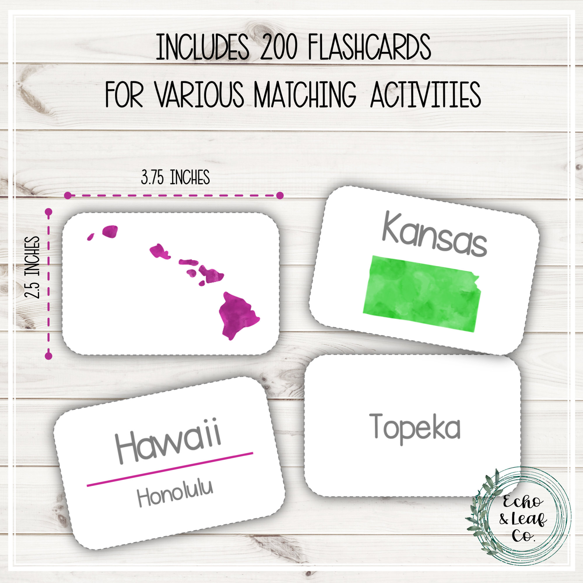 States and Capitals Fact Cards and Flashcards - Etsy