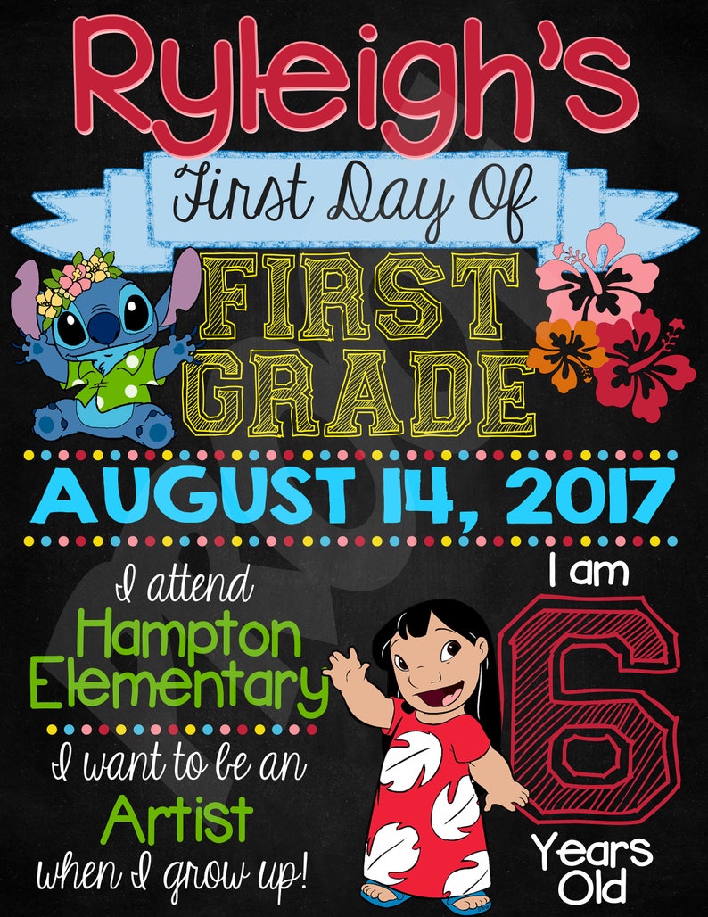 Lilo and Stitch First Day of School / Back to School Sign | Etsy