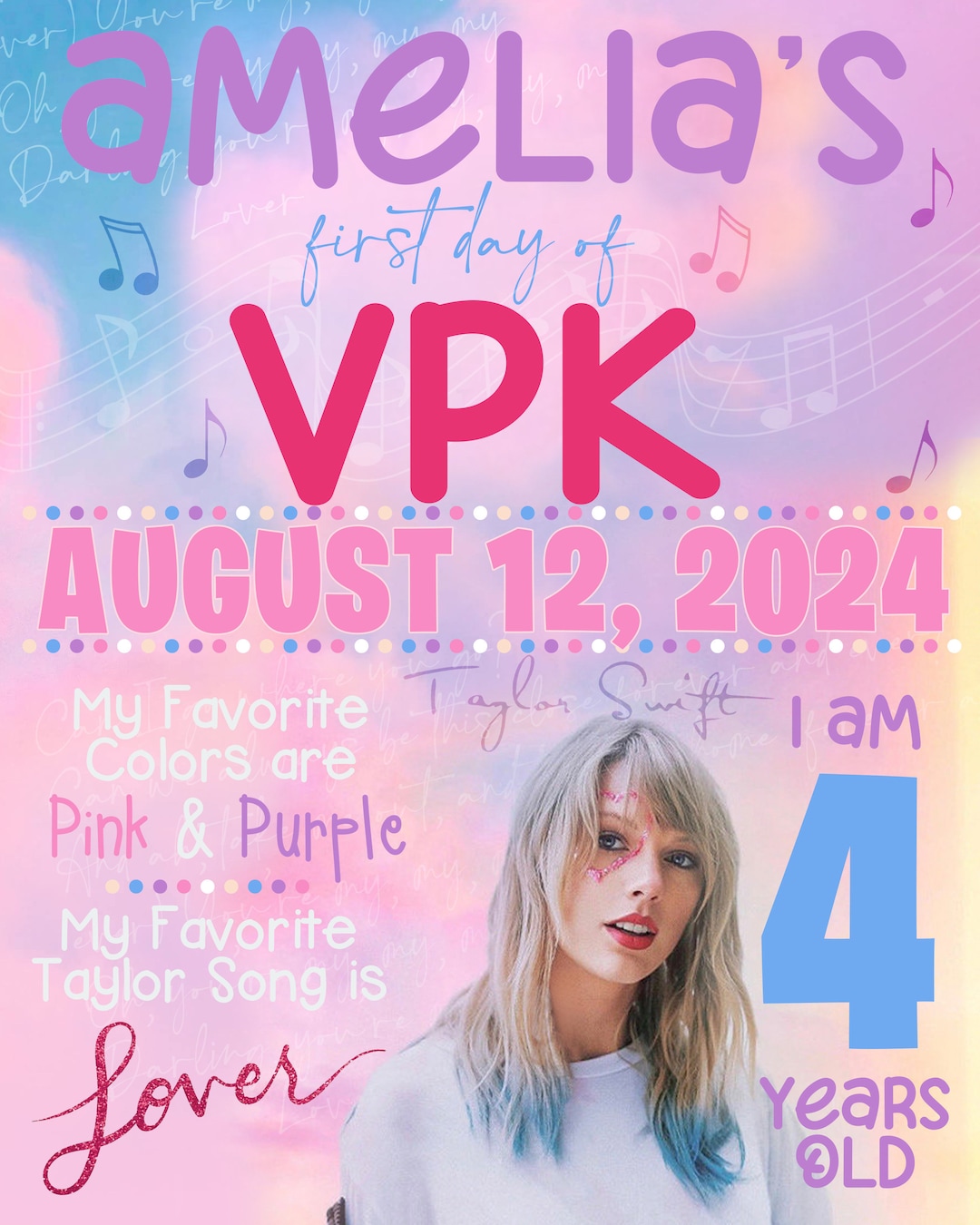 Taylor Swift LOVER Themed First Day of School Sign - Digital Design - Etsy