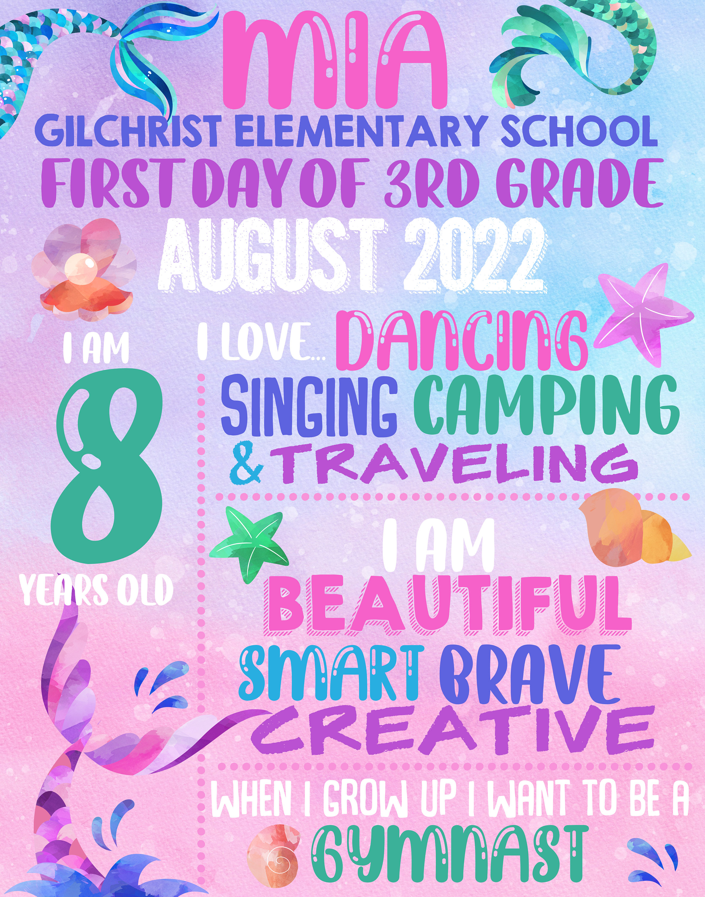Mermaid Theme Back to School / First Day of School Sign DIGITAL FILE - Etsy