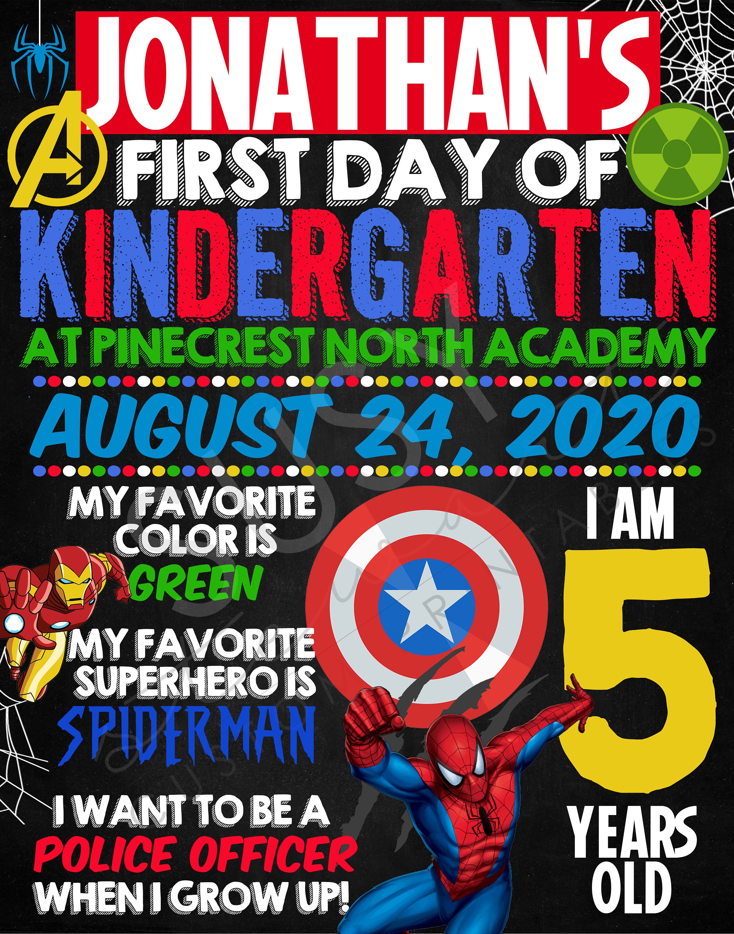 Marvel Comics Back to School _ First Day of School Digital Sign - Etsy