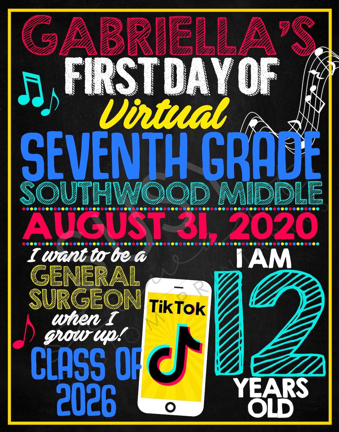 Back to School _ First Day of School Tik Tok Digital Sign - Etsy