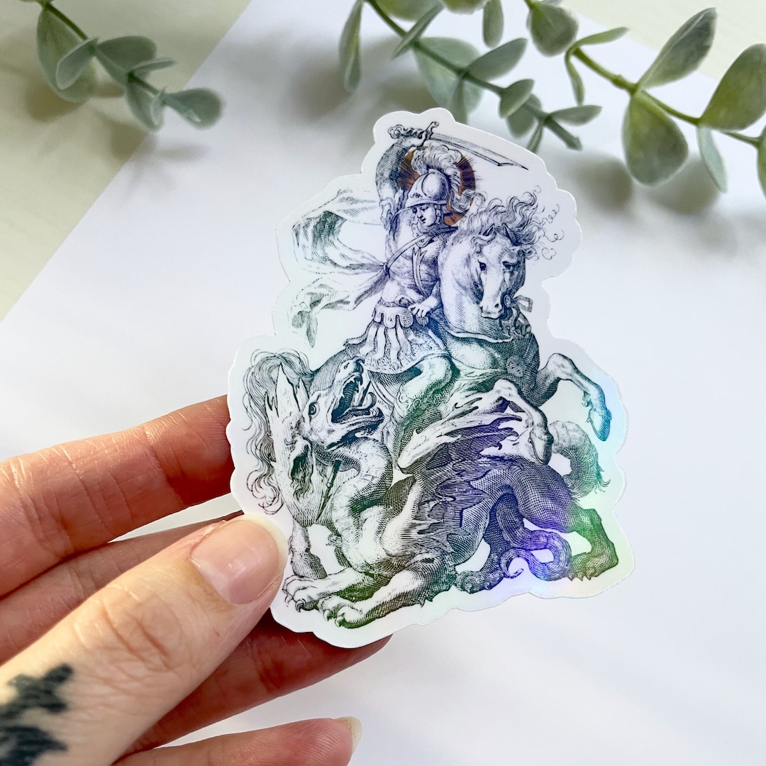St. George and the Dragon Holographic Sticker | Water Bottle, Laptop ...