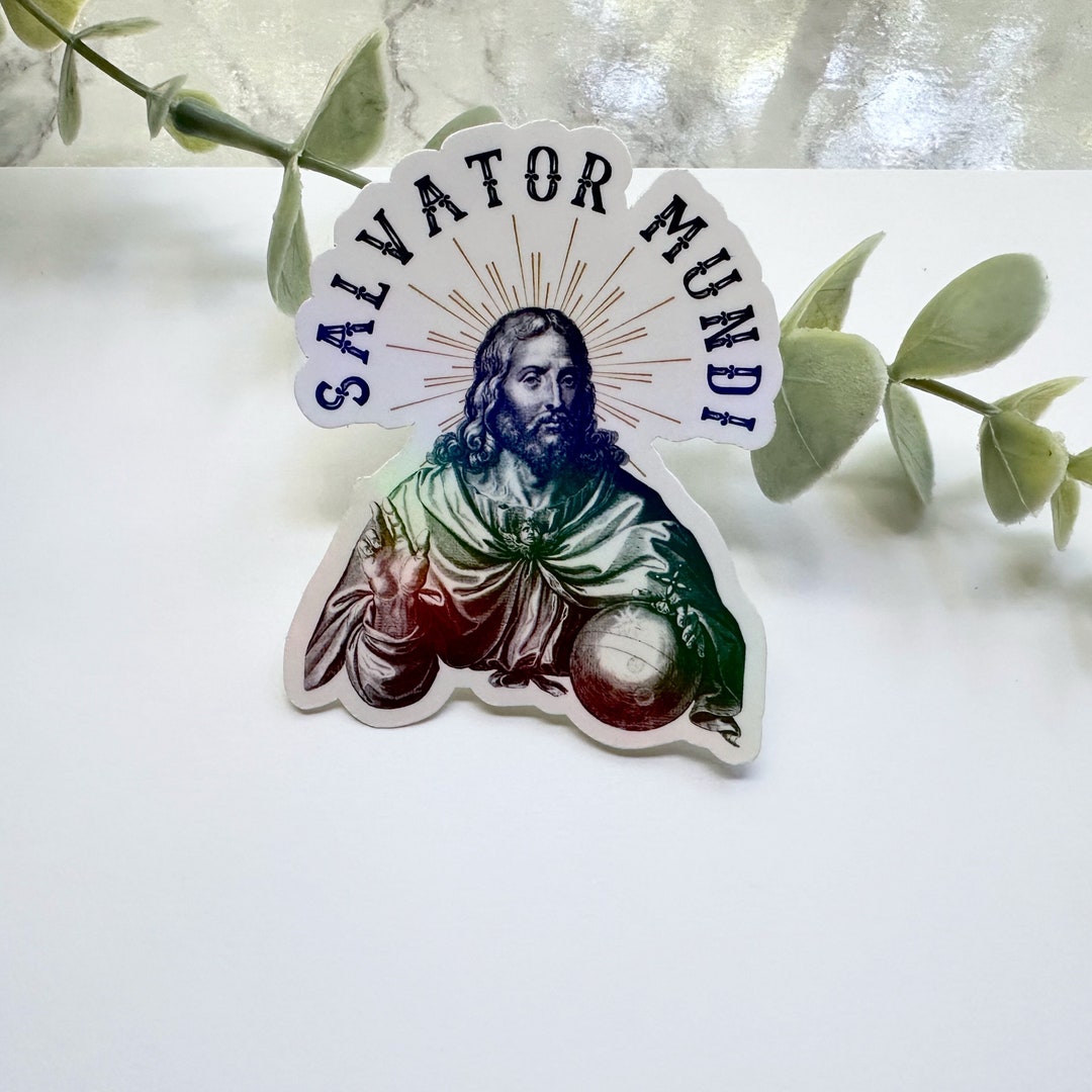 Salvator Mundi Holographic Jesus Christ Sticker | Savior of the World ...