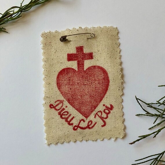 Dieu Le Roi Sacred Heart Vendée Style Badge Linocut Print - Etsy