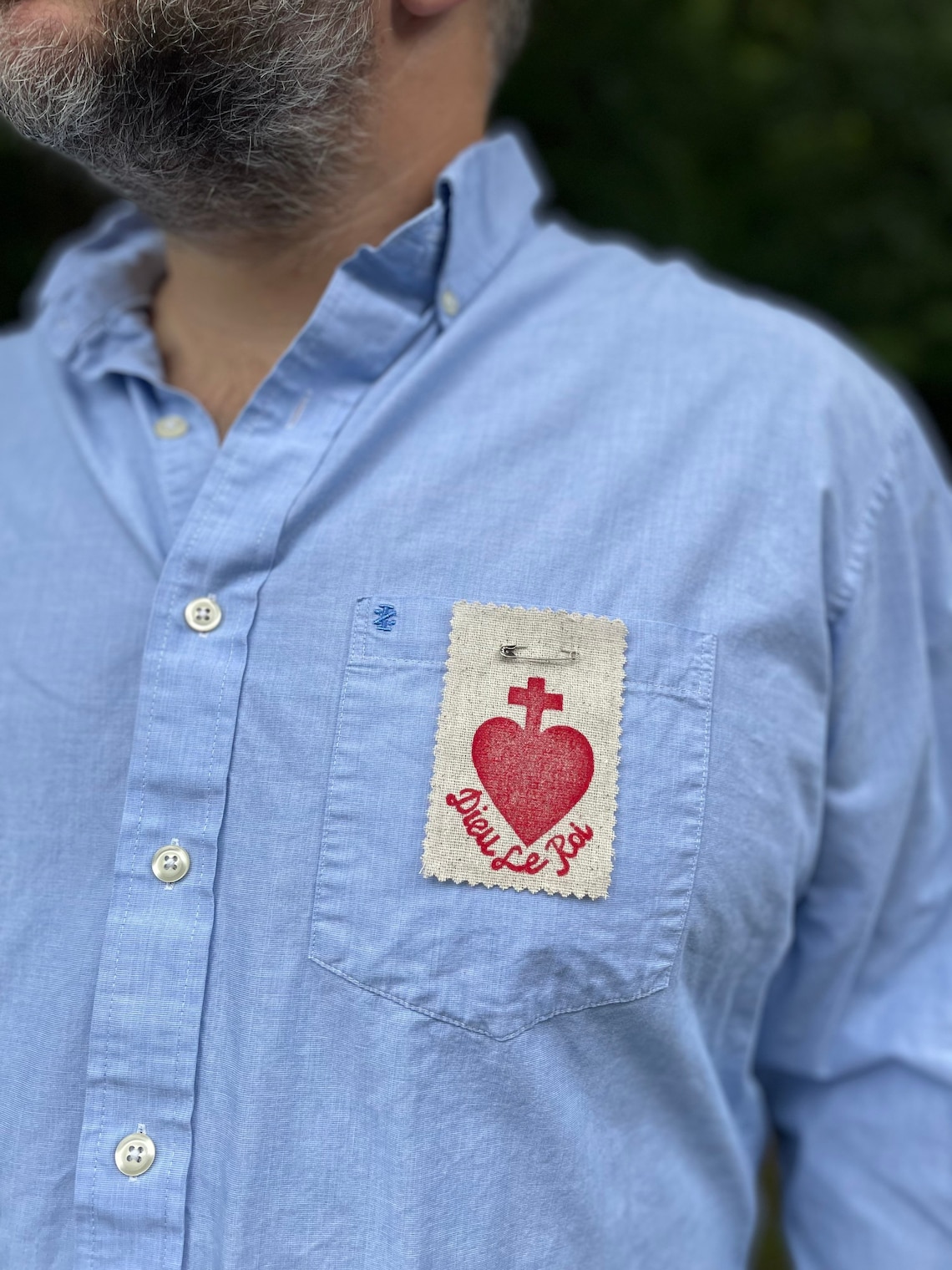 Dieu Le Roi Sacred Heart Vendée Style Badge Linocut Print | Etsy