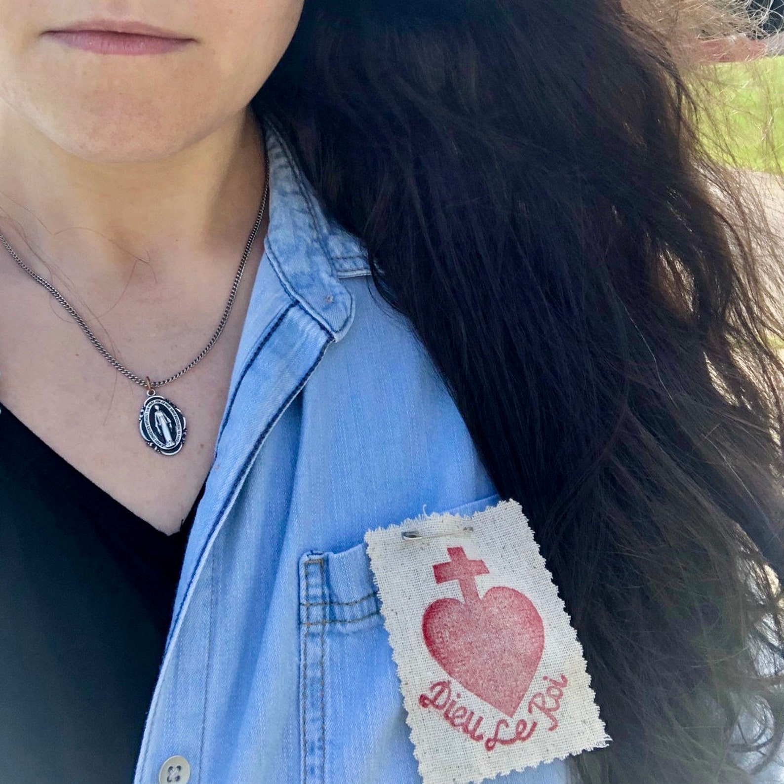 Dieu Le Roi Sacred Heart Vendée Style Badge Linocut Print | Etsy