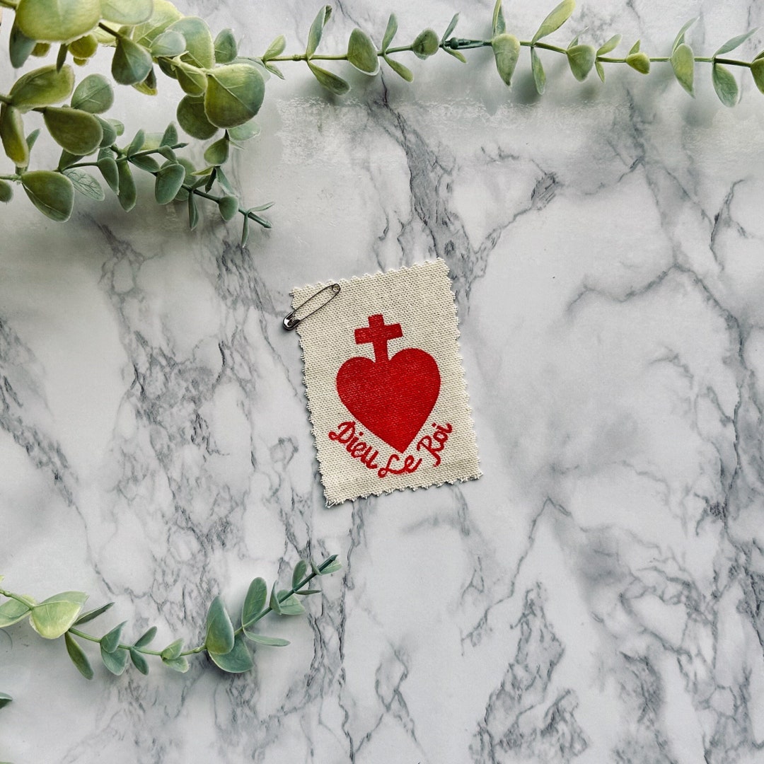 Dieu Le Roi Sacred Heart Vendée Style Badge Linocut Print Catholic ...