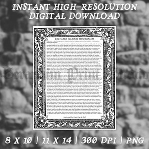 Oath Against Modernism Vintage-style Printable Wall Art | Pope St. Pius ...