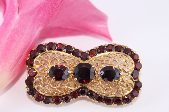 Victorian Bohemian Garnet Pin Brooch 18K Yellow Gold … - Gem