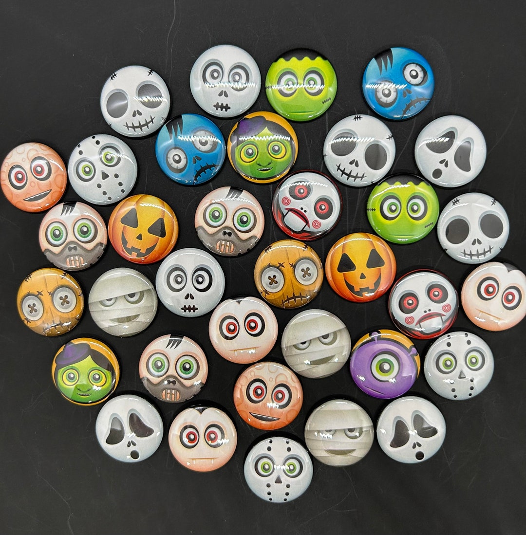 Montster Buttons, Halloween Buttons, Monster Faces, Ghost Buttons, 1 ...