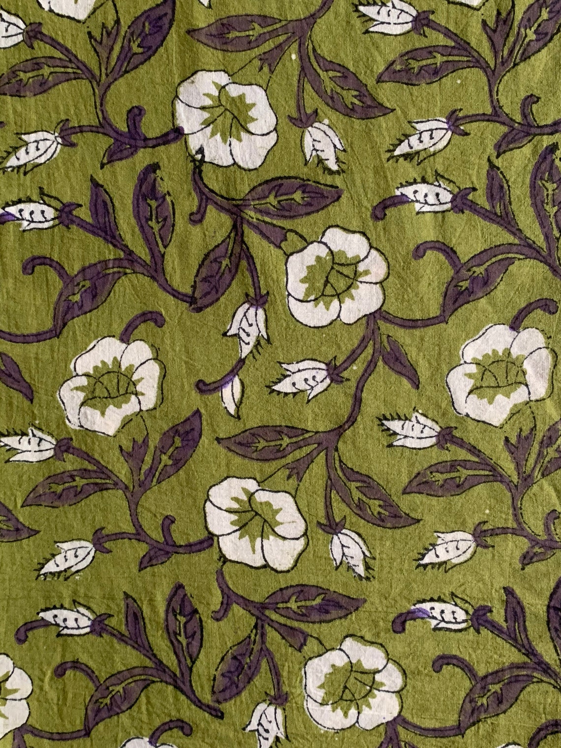 Green Beautiful Hand Block Printed Salmon Fabric Cotton | Etsy