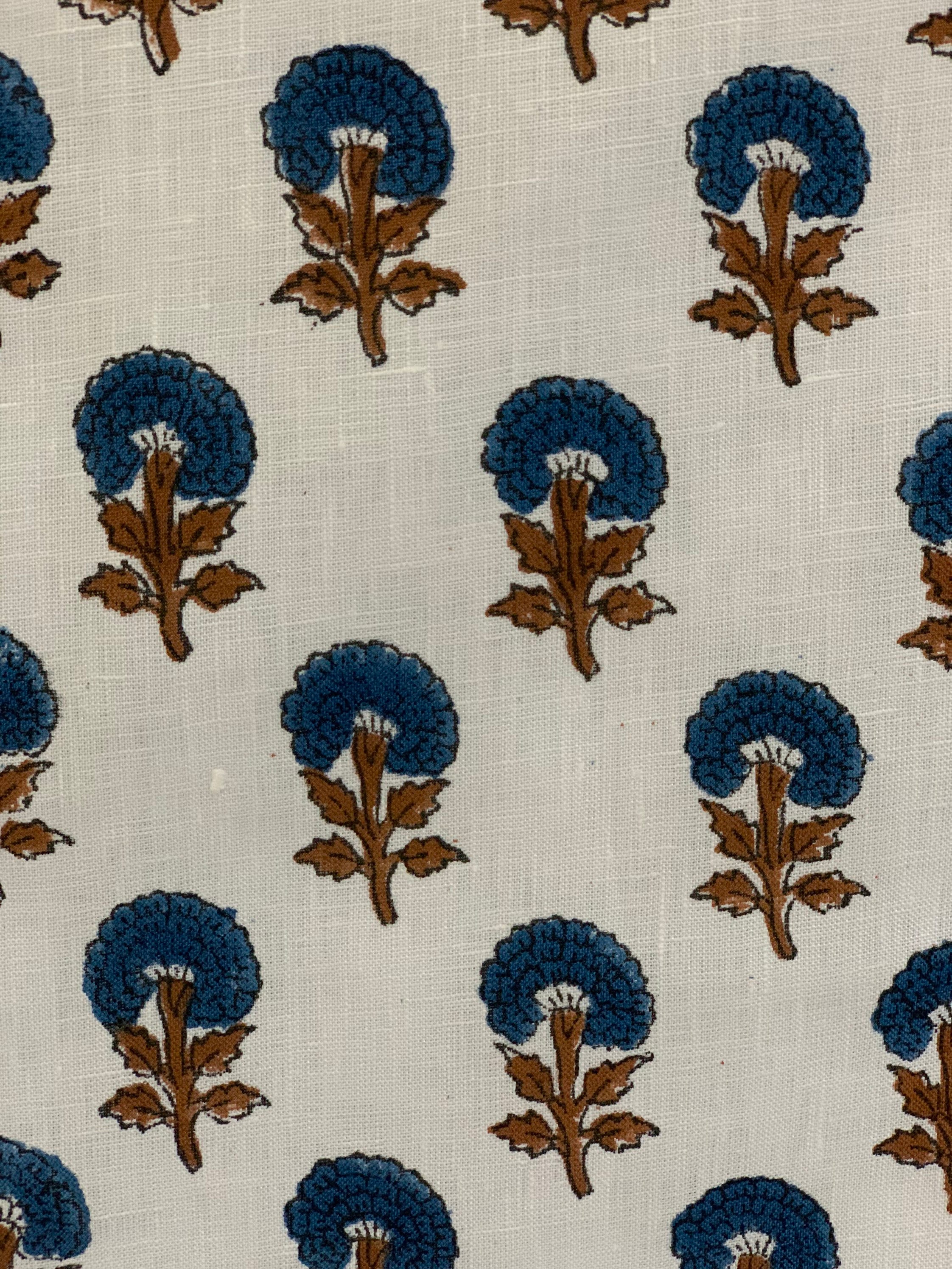 Hand Block Print Linen Fabric: Teal Floral Indian Fabric by Yard - Etsy UK