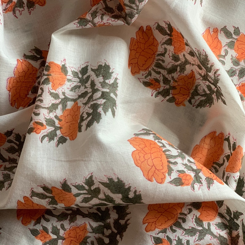 Orange Print Fabric - Etsy