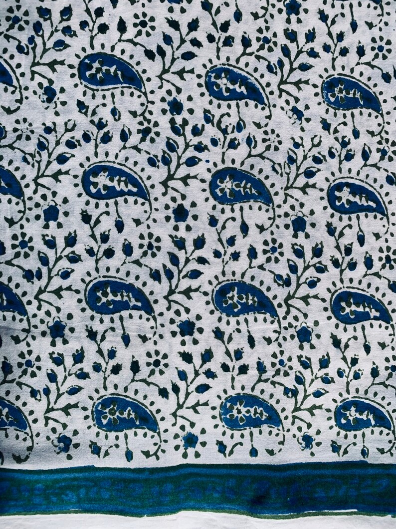 Blue Paisley Print Hand Block Print Printed Cotton Fabric - Etsy
