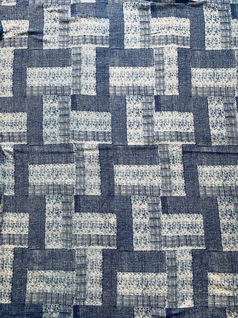 Buy Indian Block Print Cotton Fabric, Indigo Blue Hand Stamped, Sewing ...