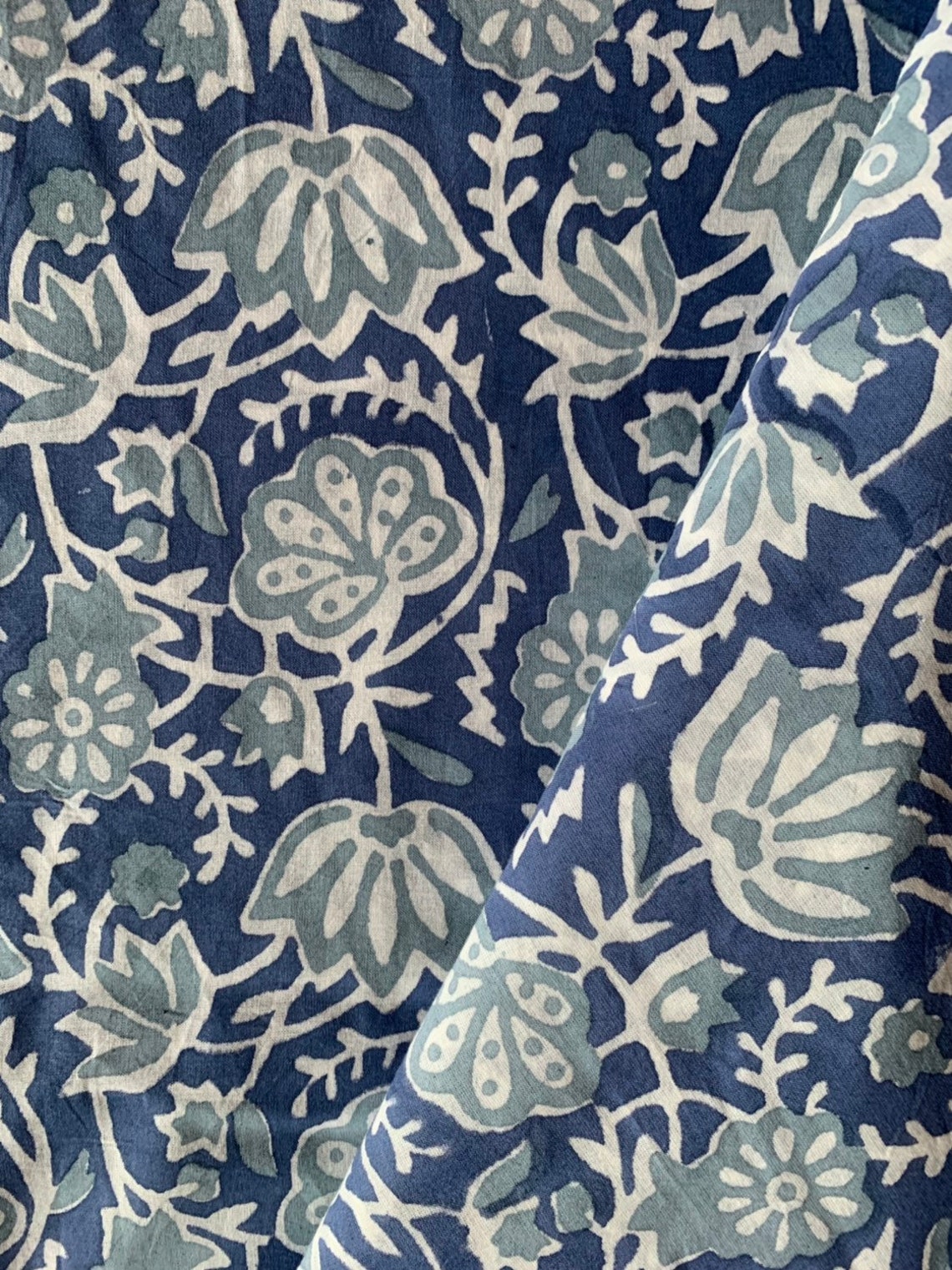 Blue Beautiful Hand Block Printed Fabric Cotton Fabric - Etsy UK