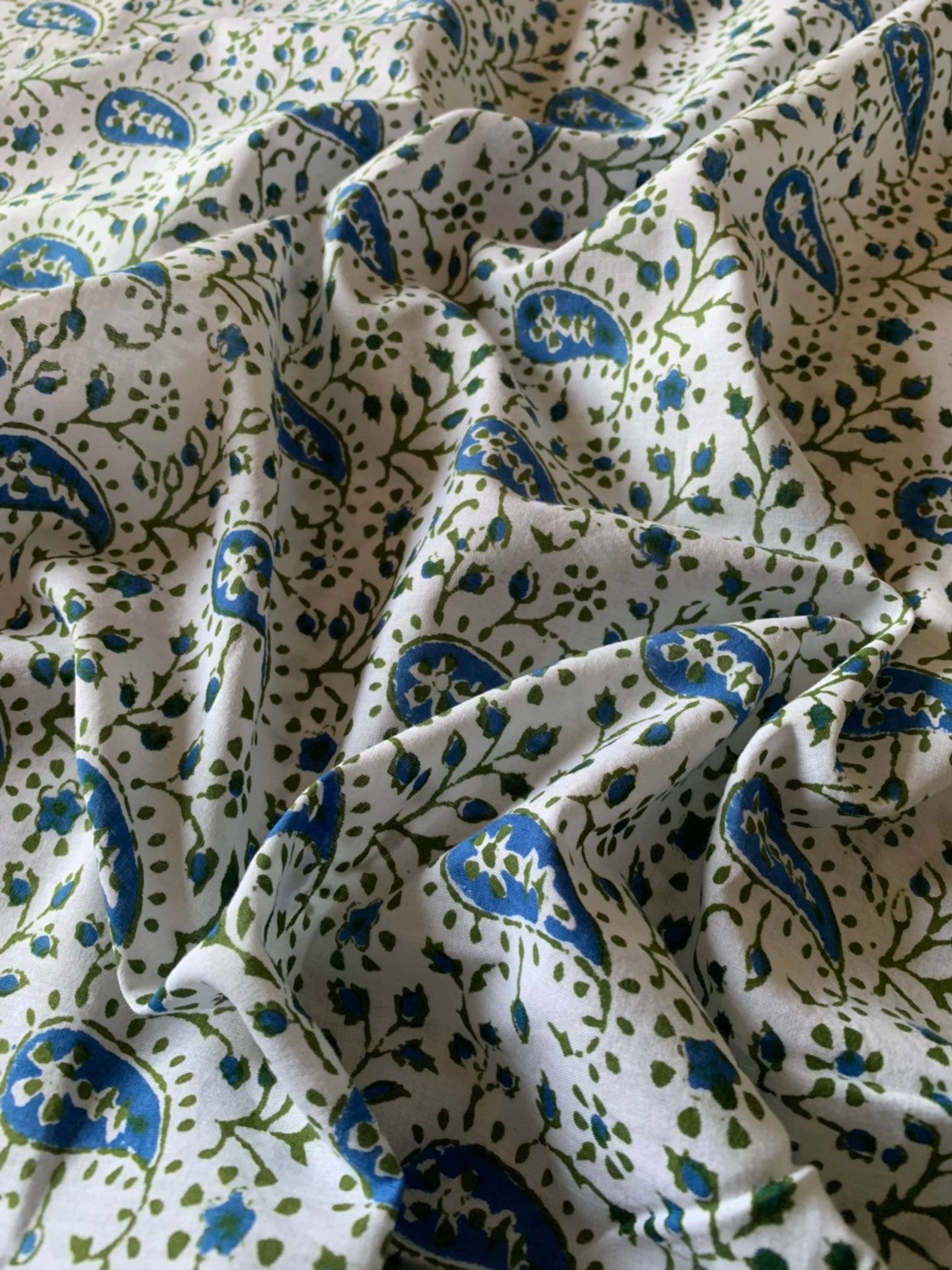 Blue Paisley Print Hand Block Print Printed Cotton Fabric - Etsy