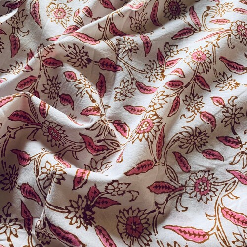 Pink Hand Block Print Printed Cotton Fabric Block Printed - Etsy