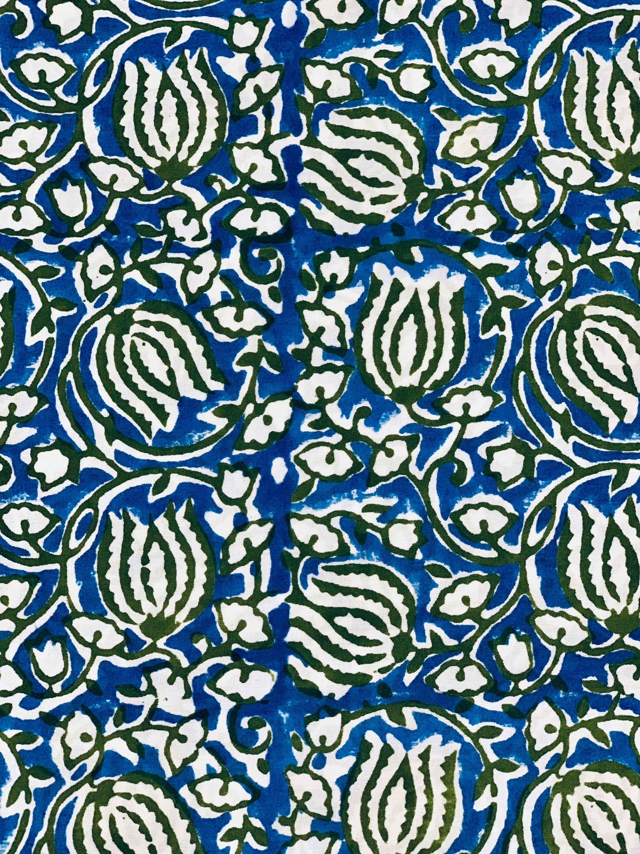 Hand block print floral print soft cotton fabric Fabric | Etsy