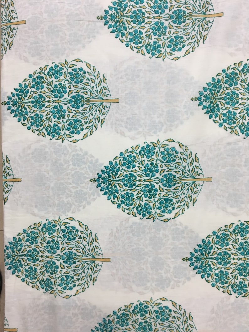 Green Modern Floral Fabric Soft Cotton Fabric Screen Print | Etsy