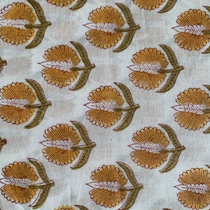 Yellow Sanganeri Buti Print Fabric Block Printed Indian Cotton ...