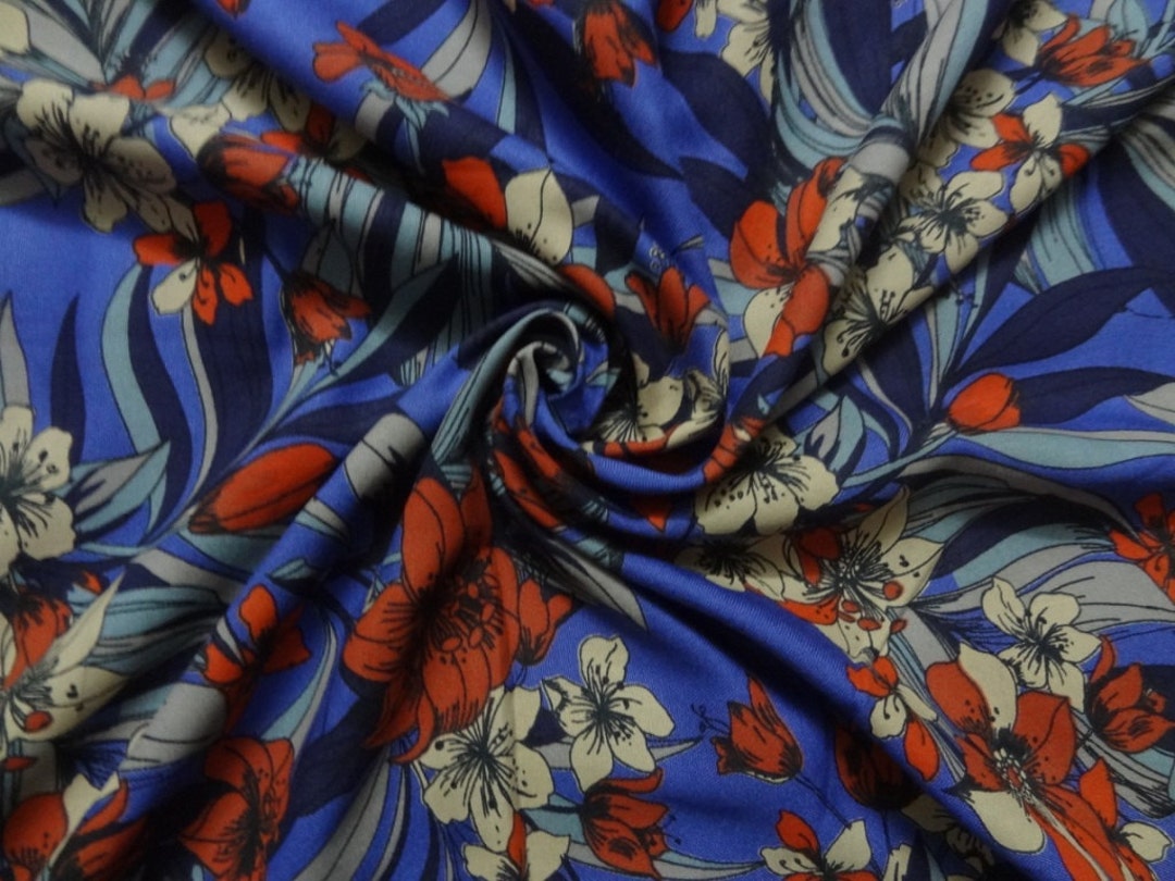 Tropical Flowers Print Rayon Fabric RAYON Fabric Rayon Challis Fabric ...