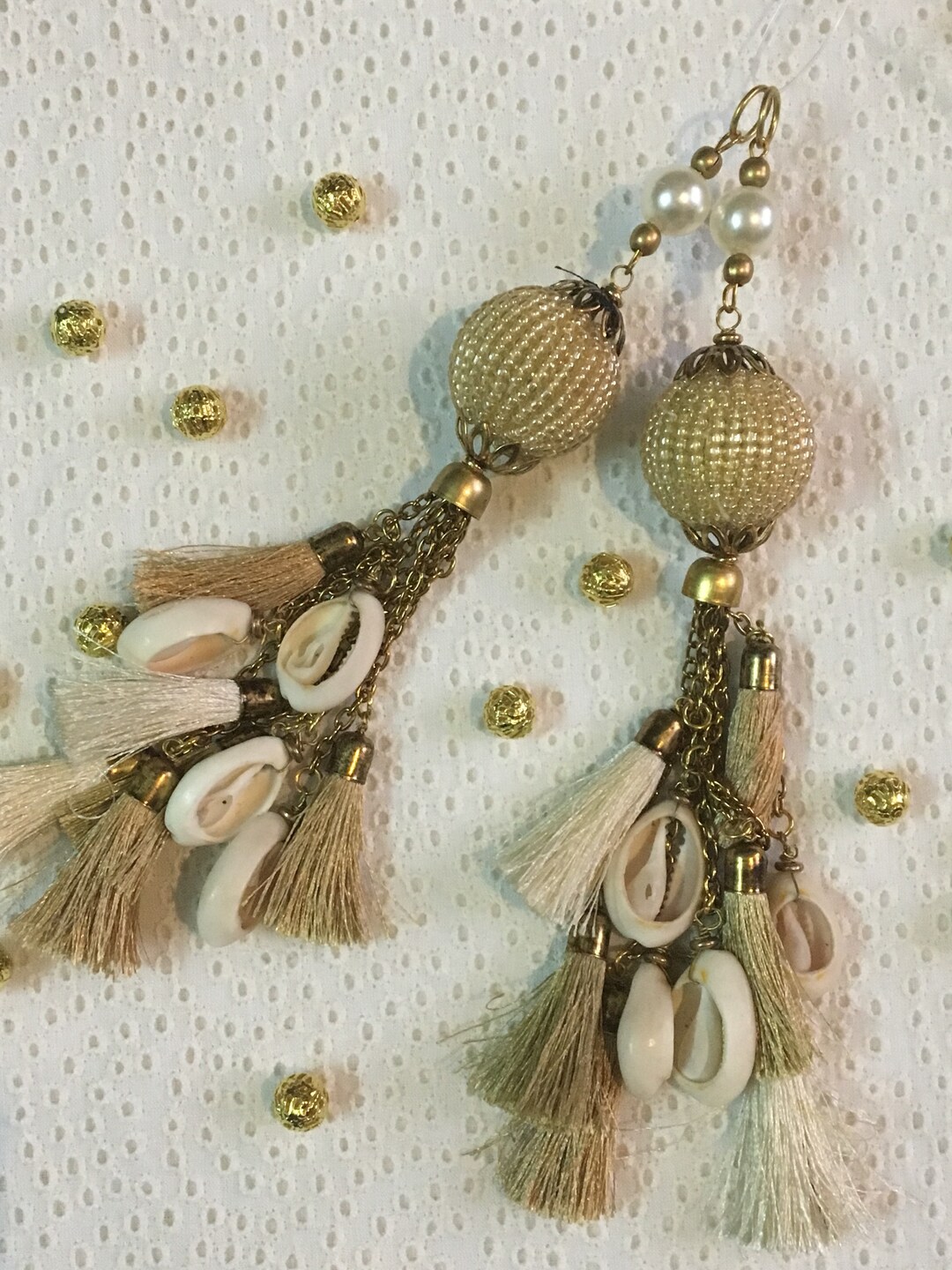 Cowrie Shell Tassel, Boho Tassel, Pom Pom Tassel, Beaded Tassel ...