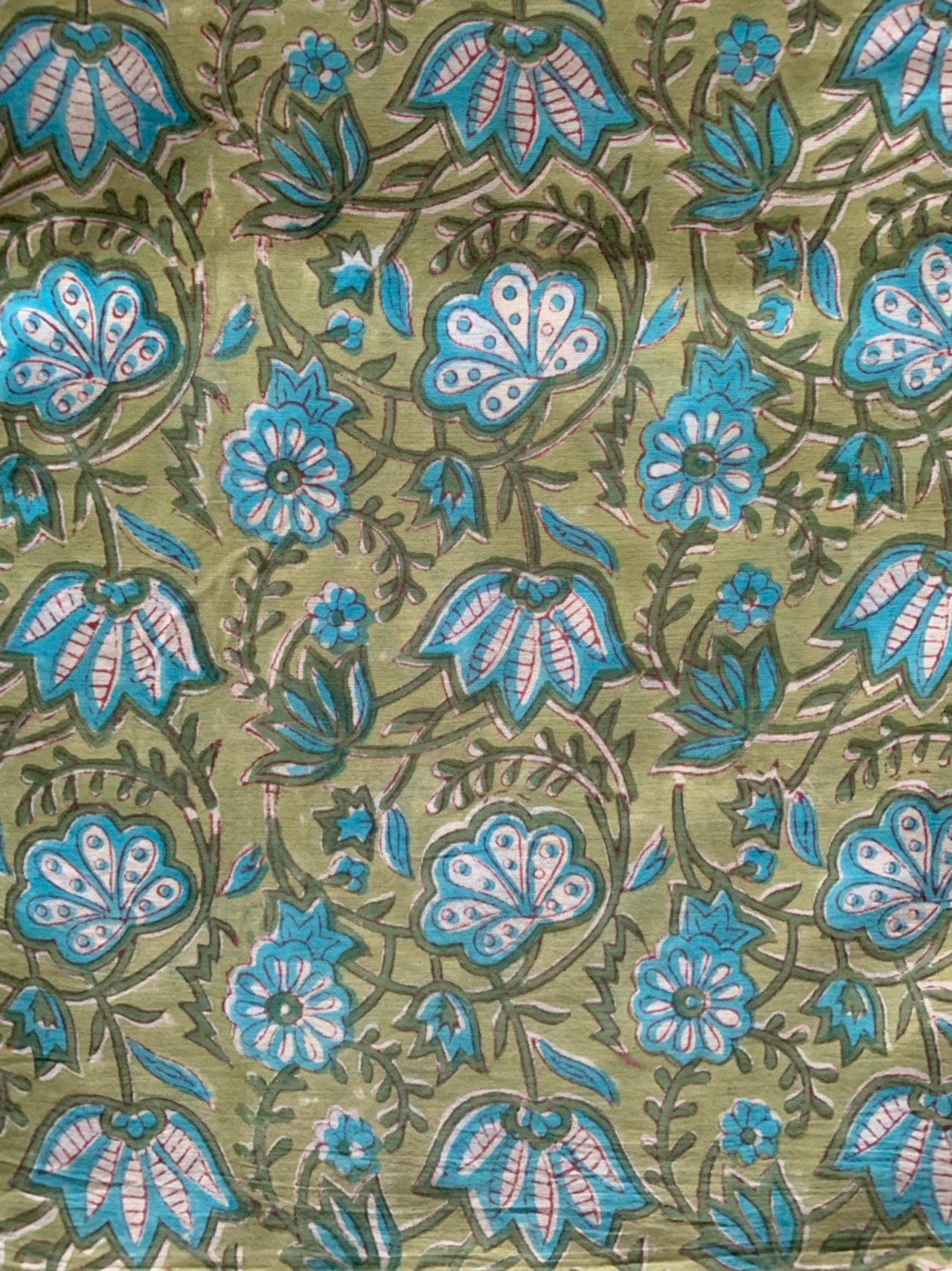 Green Floral Print Hand Block Print Printed Cotton Fabric - Etsy