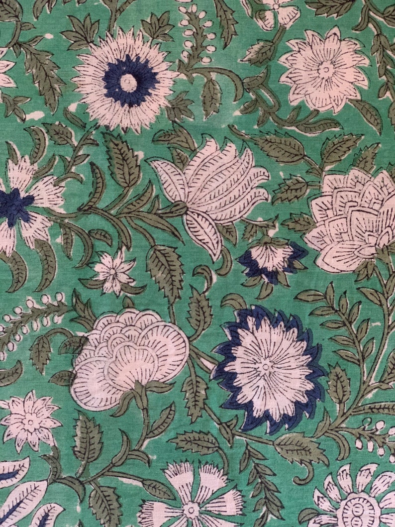 Floral Block Print Cotton Fabric Sewing Theme Fabric Womens | Etsy
