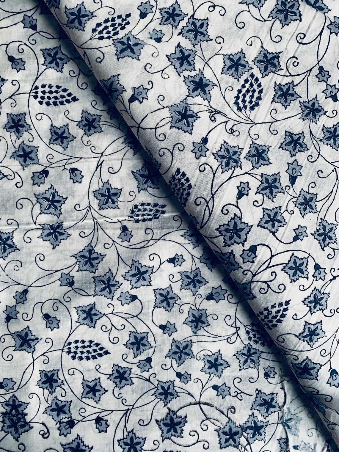 Soft Cotton Fabric Floral Block Print Soft Cotton Fabric Print - Etsy