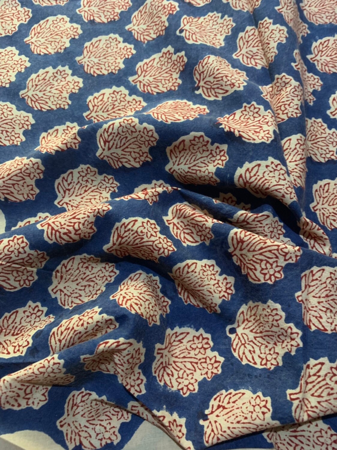 Cotton Block Print Fabric Indian Floral Design Fabric Hand Print Fabric ...